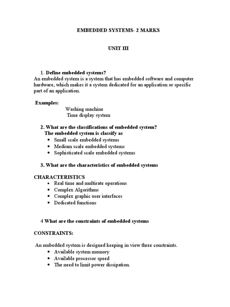 2 Marks | PDF | Embedded System | Operating System