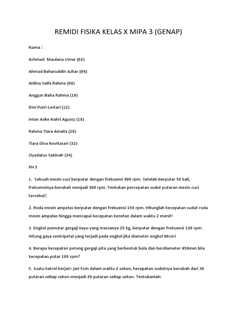 Remidi Fisika Kelas X Mipa 3 | PDF | Sains & Matematika | Teknologi ...