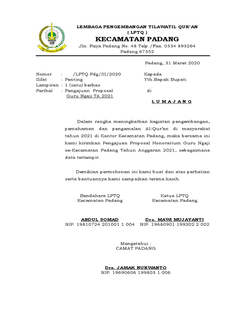 Contoh Proposal Guru Ngaji 2021 | PDF