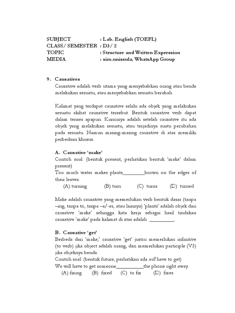 Meeting 10 - Causative and Conditional | PDF