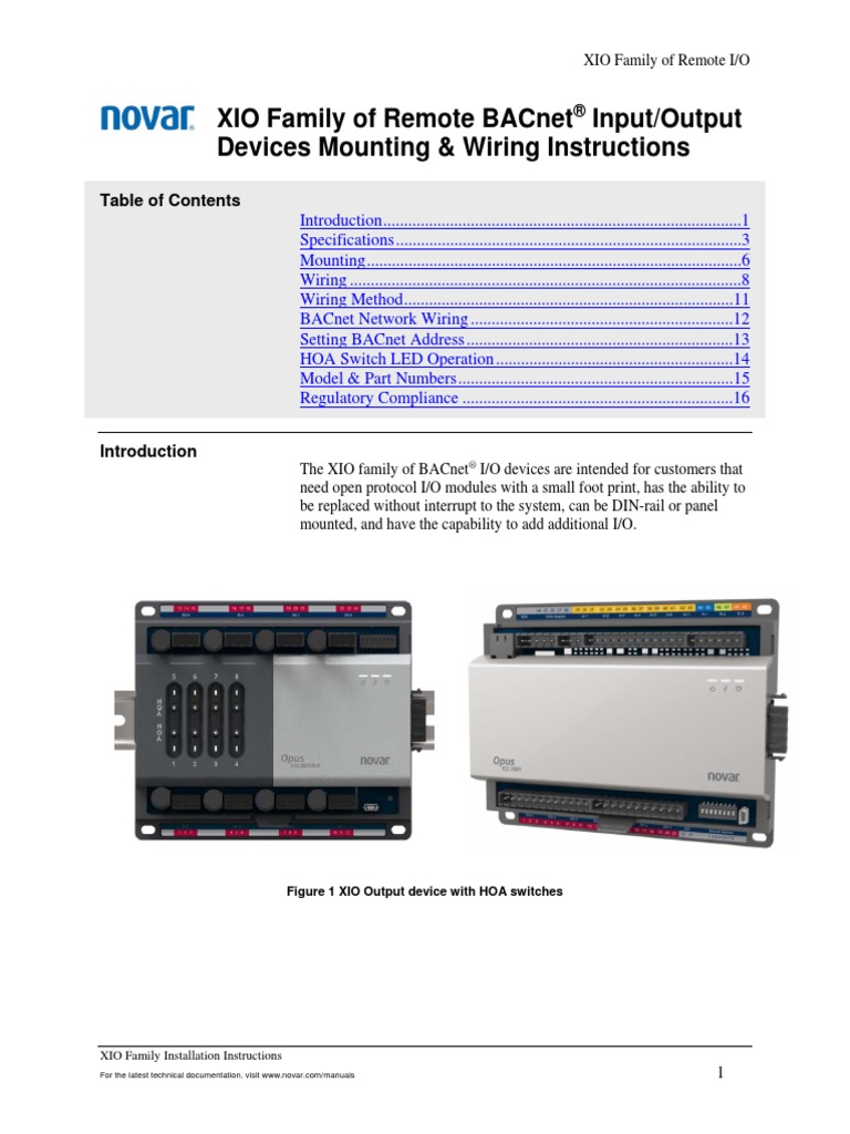 XIO Family of Remote BACnet Input - Output Devices Mounting & Wiring ...