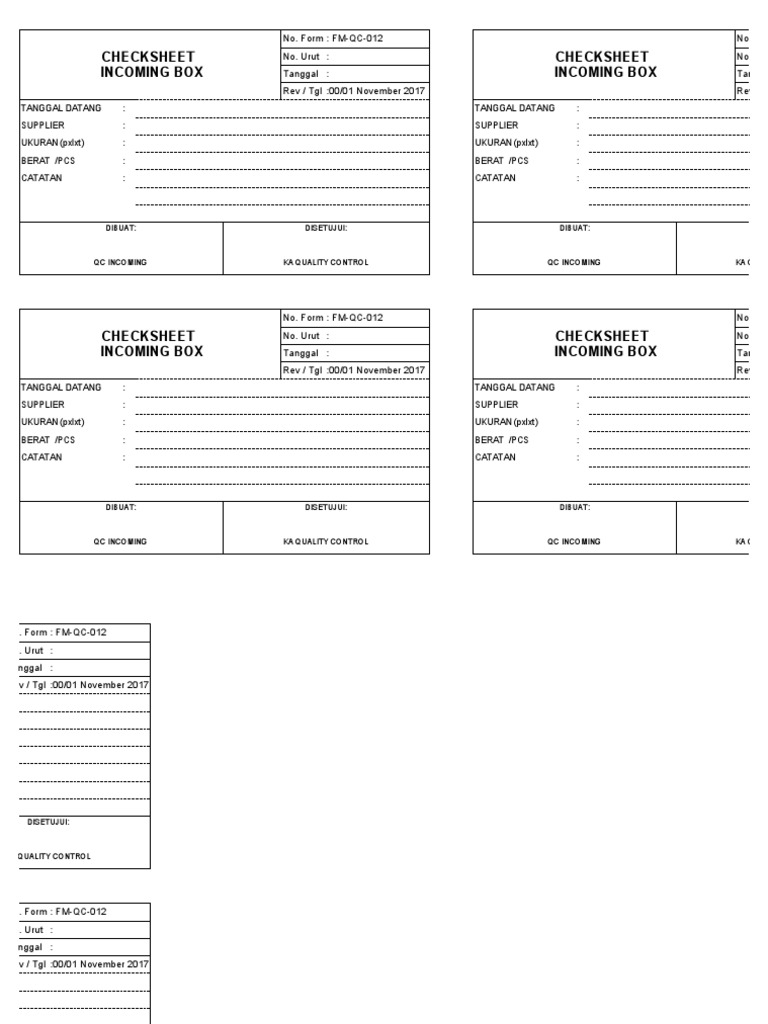 INCOMING MATERIAL INSPECTION FORM | PDF