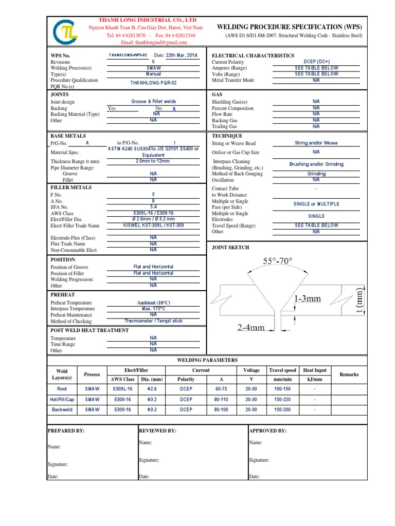 WPS-02 - AWS D1.6D1.6M-2007 Structural Welding Code - Stainless Steel ...
