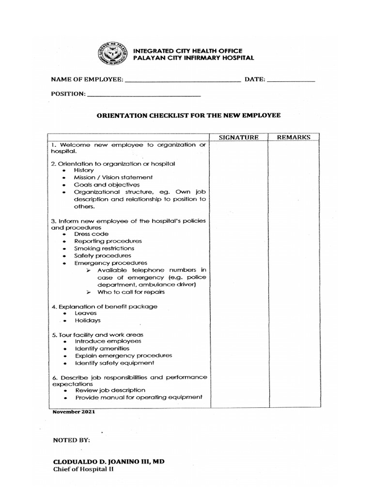 Checklist For New Employee | PDF