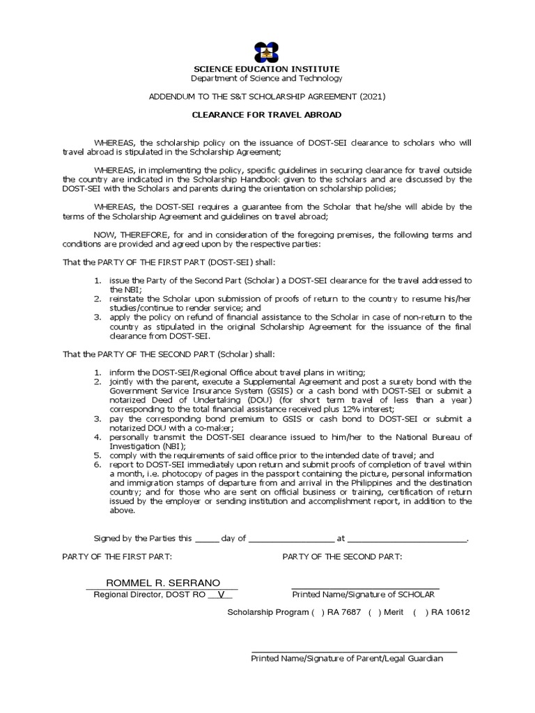 2021 Clearance For Travel Abroad (Regions) | PDF | Guarantee