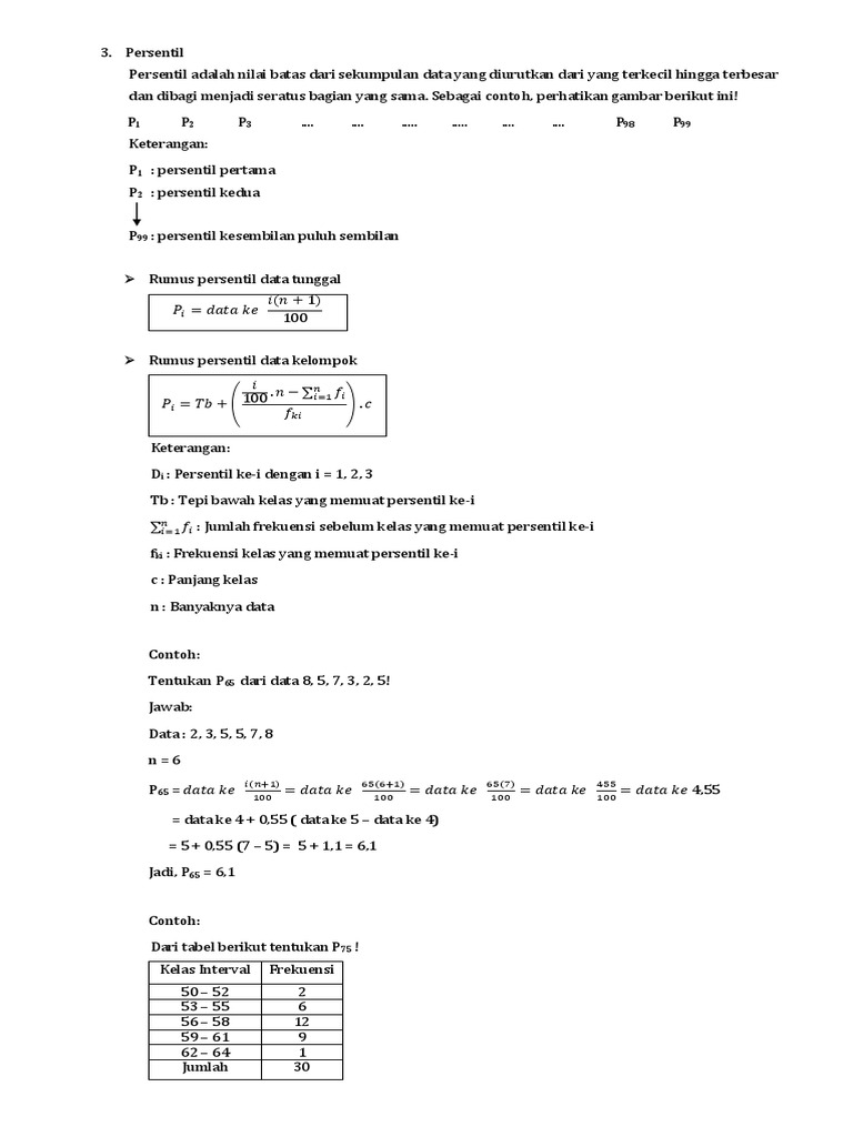 Pengertian dan Rumus Persentil Data | PDF