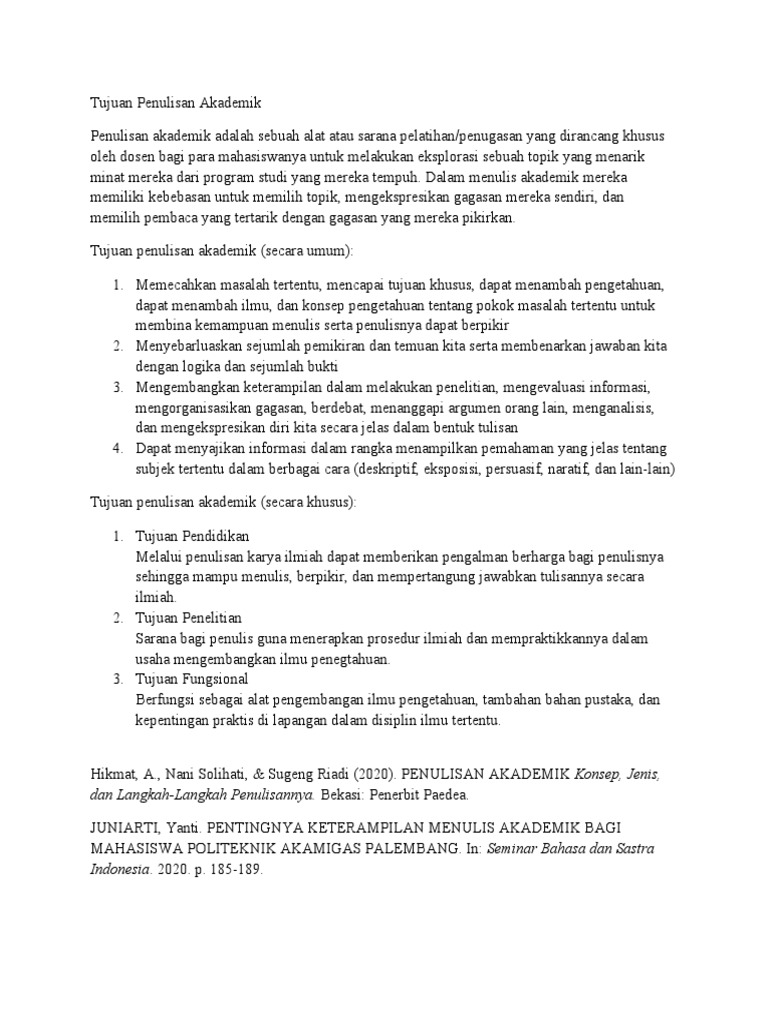 Tujuan Penulisan Akademik - 12 | PDF