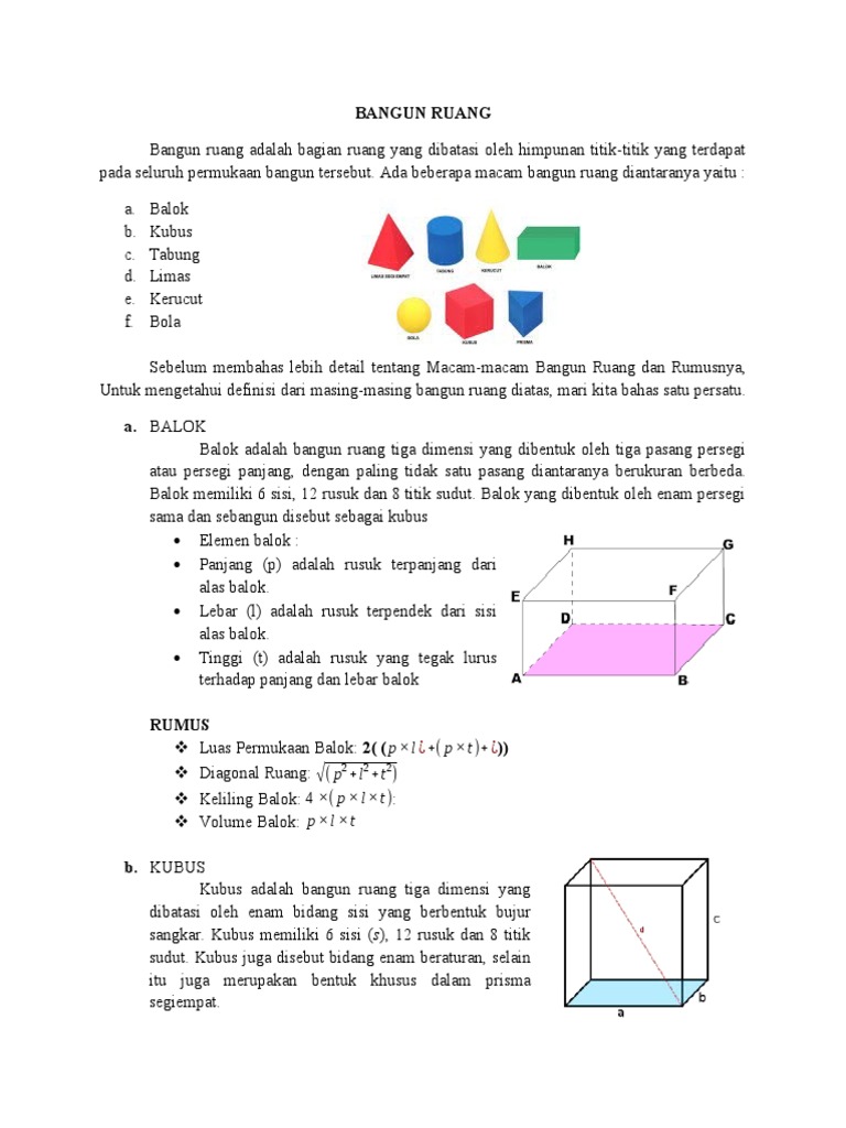 Bangun Ruang | PDF | Metode & Bahan Ajar | Griya & Taman