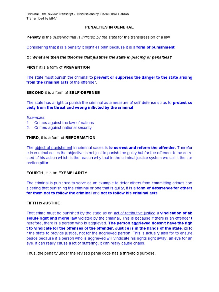 Penalties in General | PDF | Crime & Violence | Crimes
