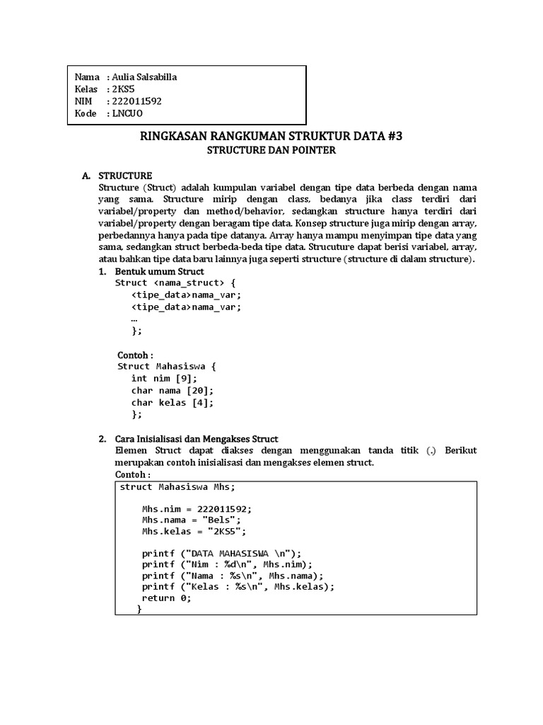 Struktur Data - Struct | PDF