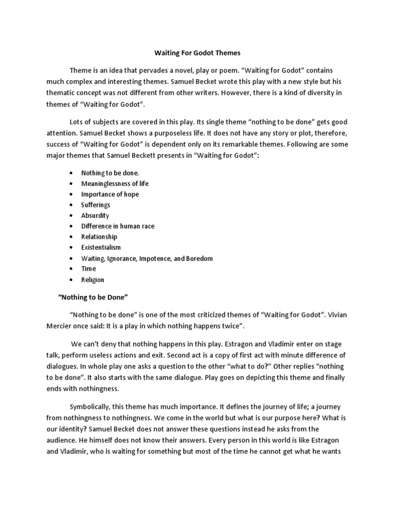 Themes of Waiting for Godot | PDF | Young Adult