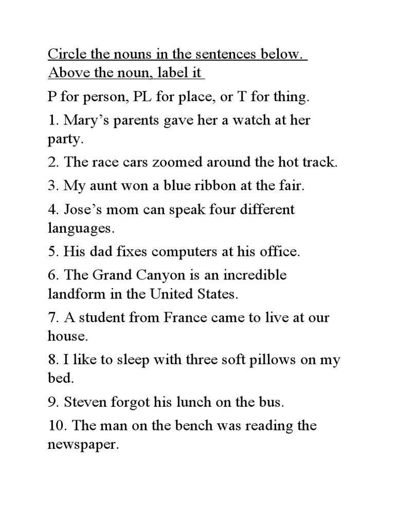 Noun and Verb Identification Exercise | PDF | Language Arts & Discipline