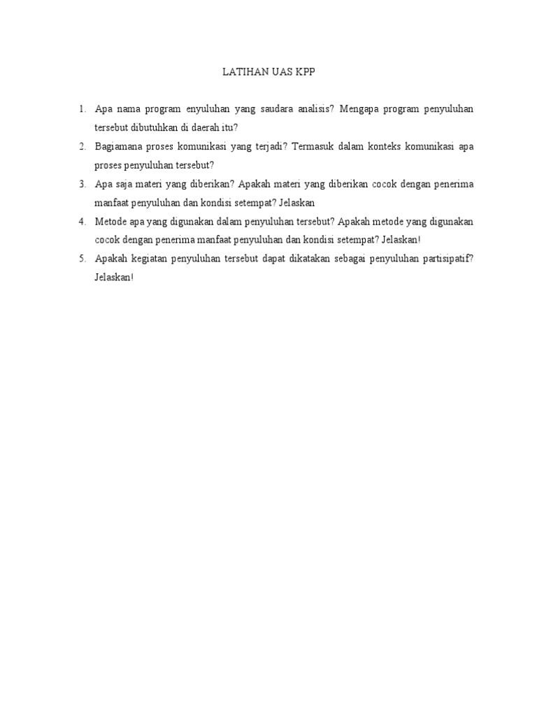 Latihan Uas Kpp Pdf