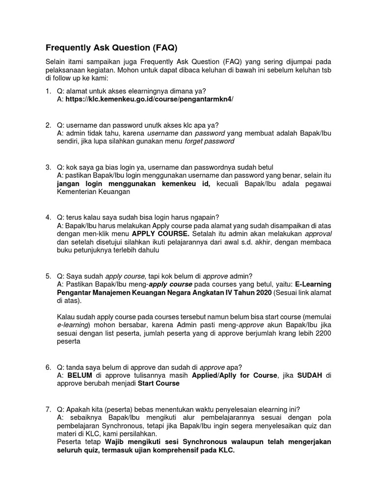 Frequently Ask Question MKN | PDF