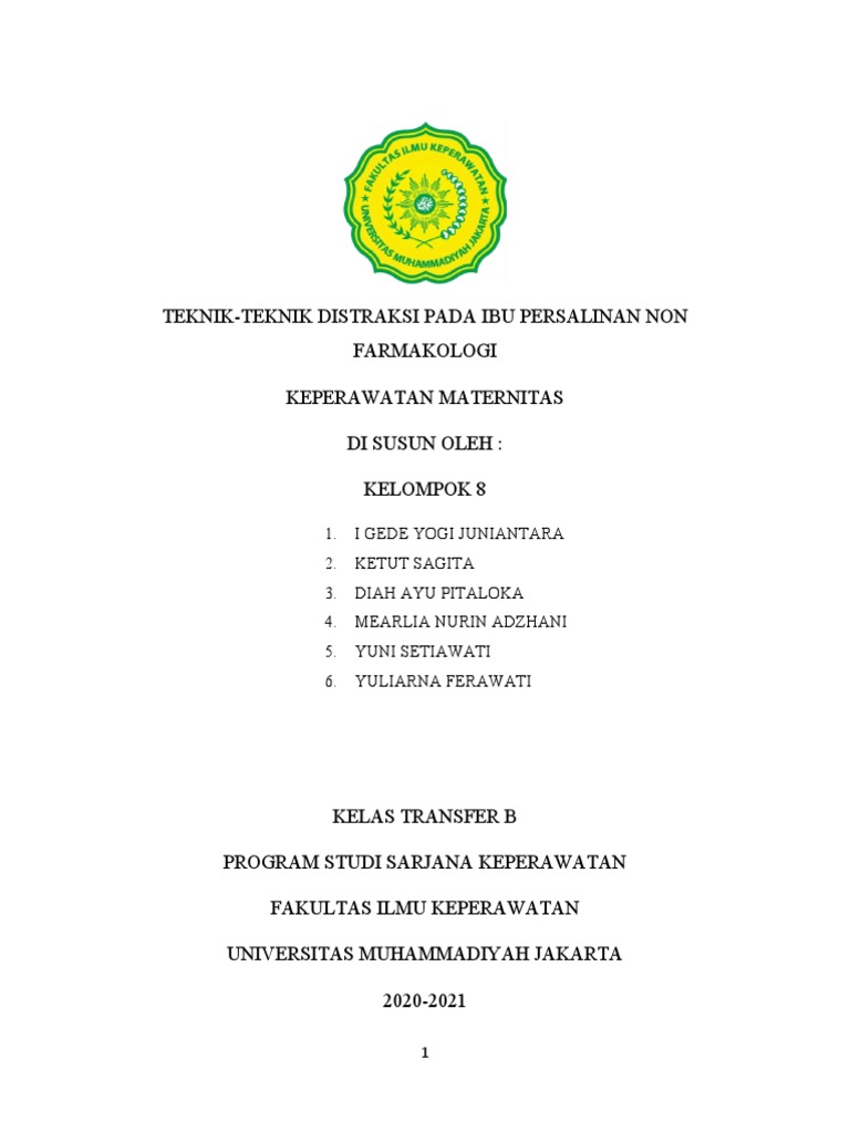 Kel. 8 TEKNIK DISTRAKSI IBU PERSALINAN Kelas 2B Transfer | PDF ...