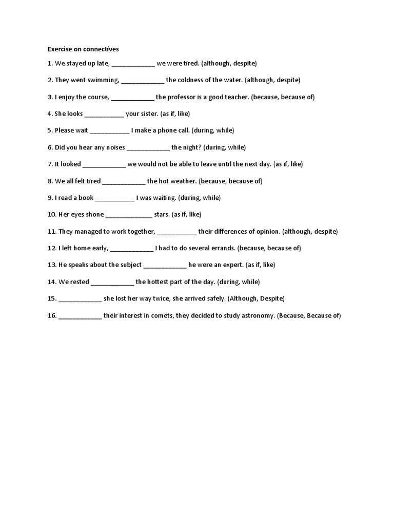 Exercise On Connectives PDF
