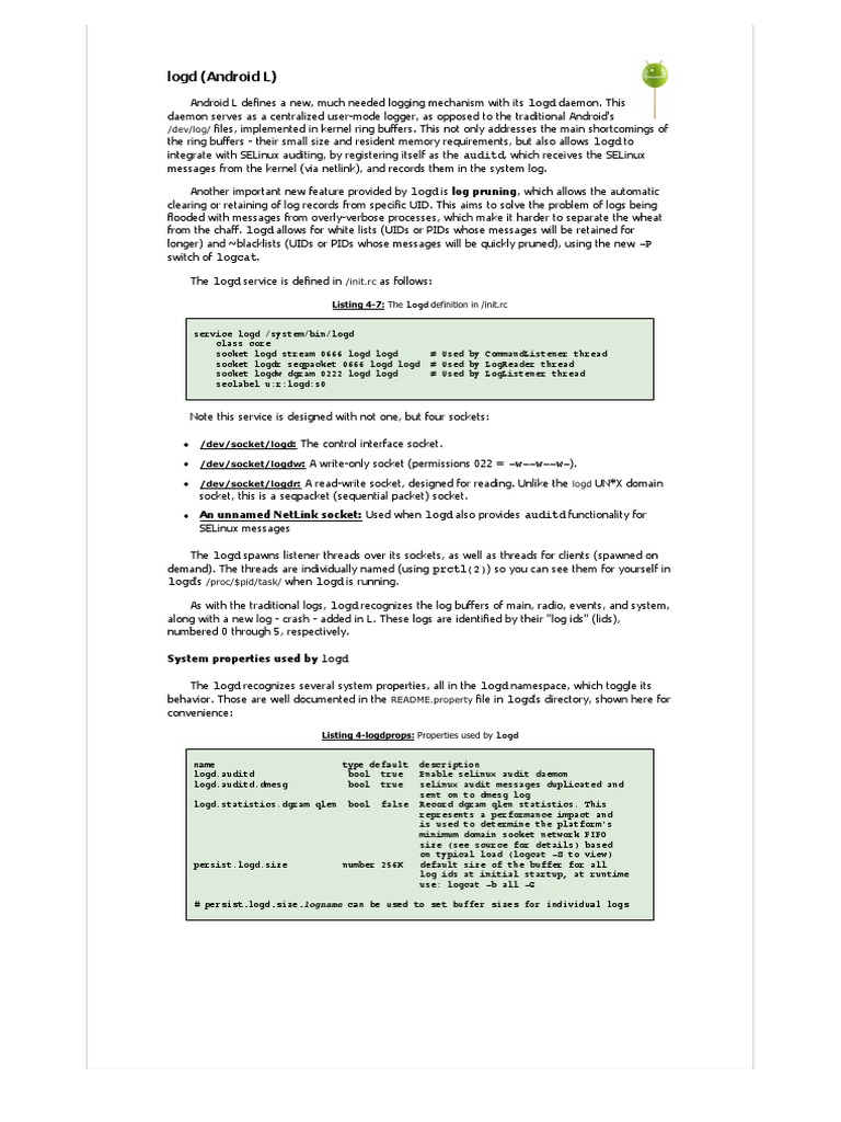 Logd (Android L) | PDF | Network Socket | Computer Architecture
