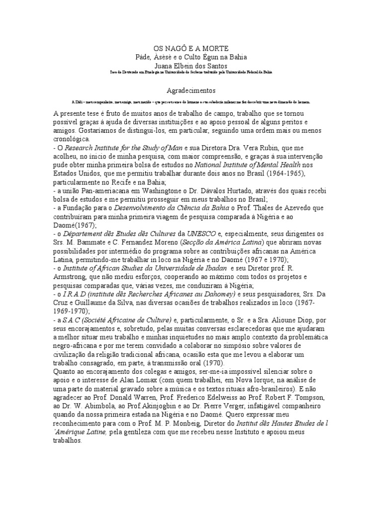 Os Nagô e A Morte. | PDF | África | Brasil