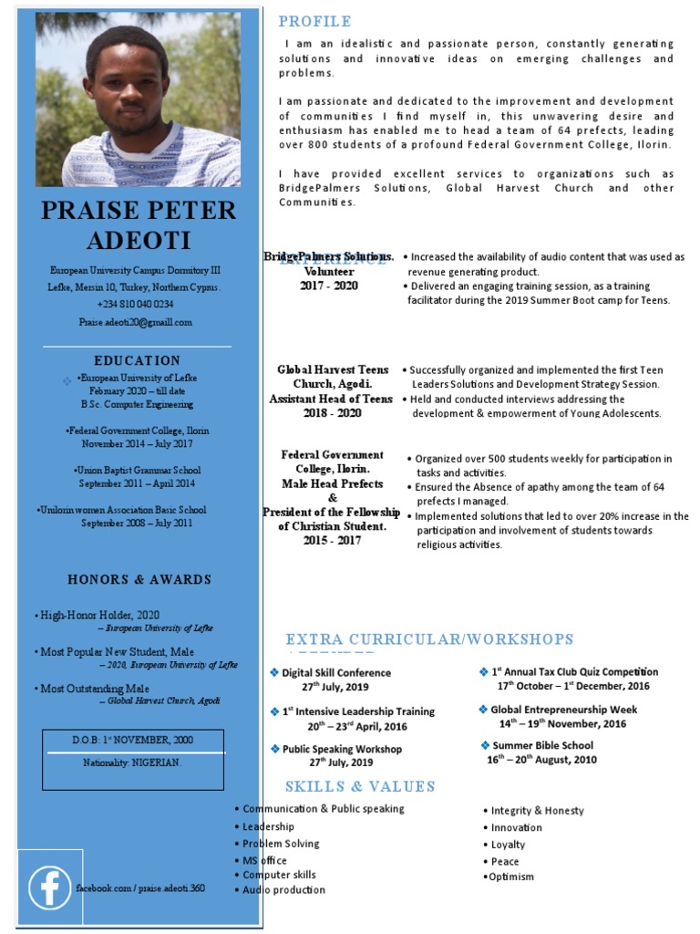 Praise Peter Adeoti: Education | PDF