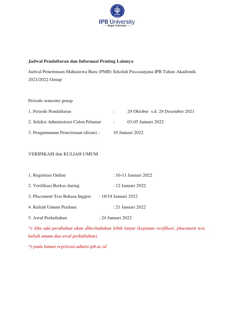 Dokumen Informasi PMB IPB Adde Surya | PDF
