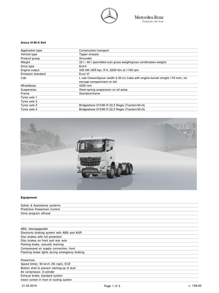 Arocs 4146 K 8x4 en (5aa) | PDF | Truck | Axle