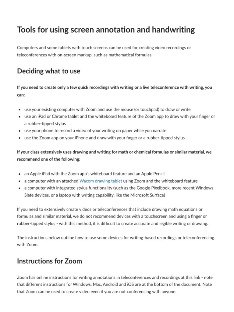 Tools For Using Screen Annotation and Handwriting | PDF | Ios | Tablet ...
