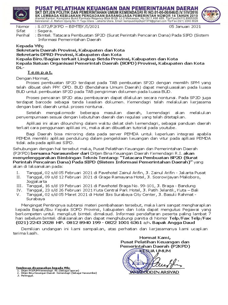 SURAT SIPD Dan SP2D-1 | PDF | Bisnis | Pengelolaan Keuangan & Uang