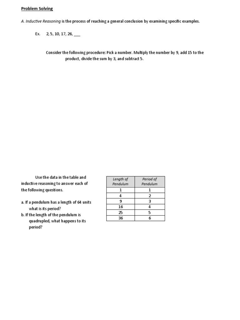 Problem Solving | PDF | Deductive Reasoning | Inductive Reasoning