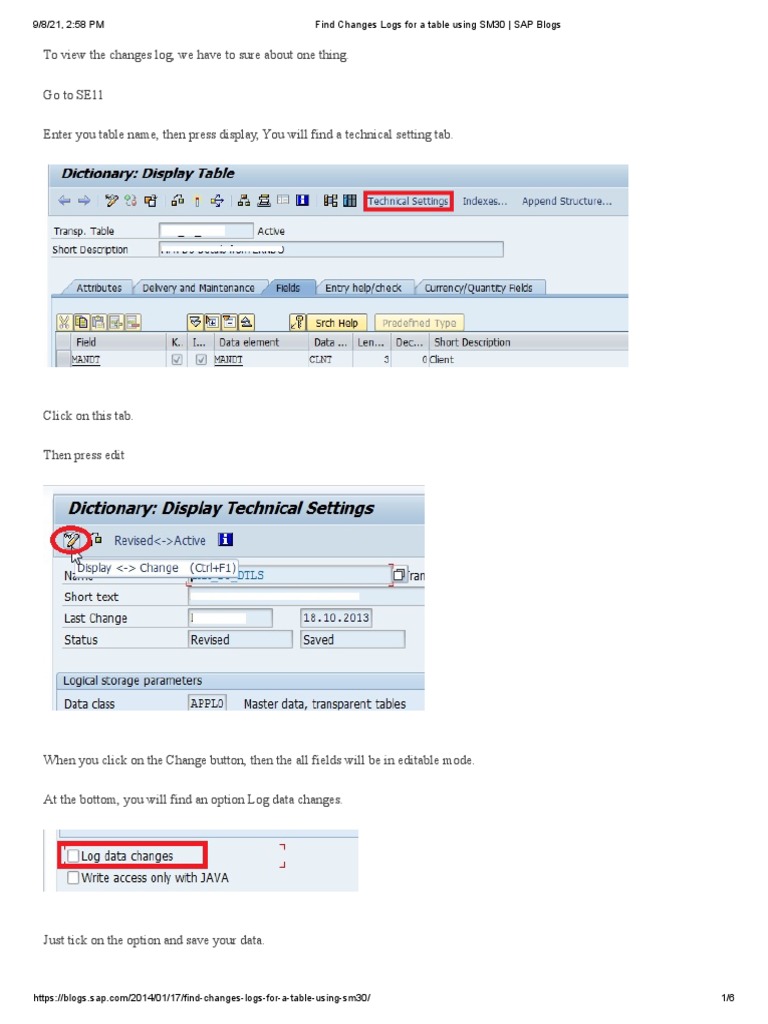 Viewing Table Change Logs with SM30 | PDF | Computing | Computer Science