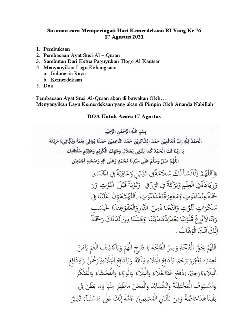 DOA Untuk Acara 17 Agustus | PDF