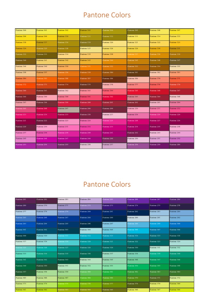 Printable Pantone Color Chart | PDF | Publishing | Computer Graphics