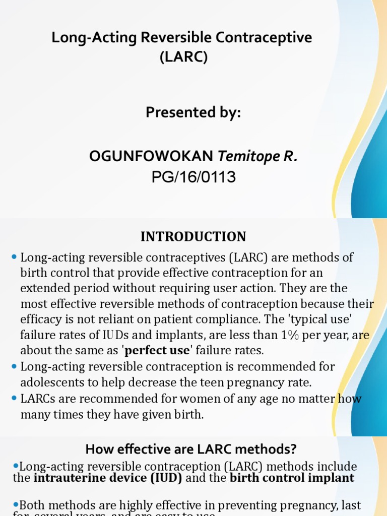 Long-Acting Reversible Contraceptive (LARC) | PDF | Birth Control ...