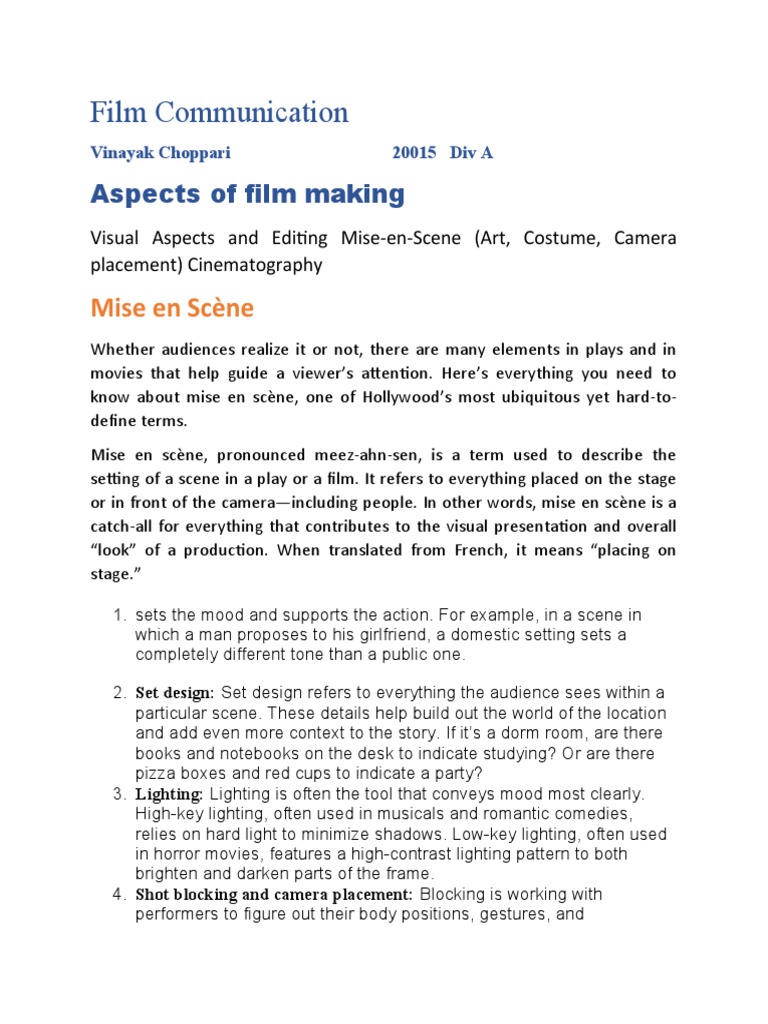 Aspects of Film Making | PDF | Cinematography | Film Director
