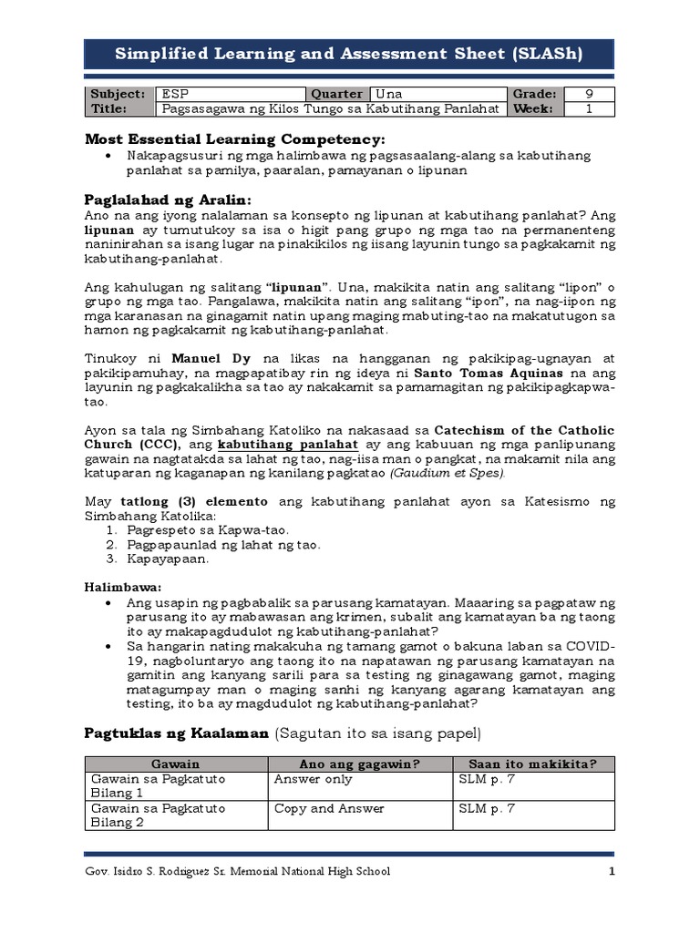 Slash Esp9 W1-4 Q1 | PDF