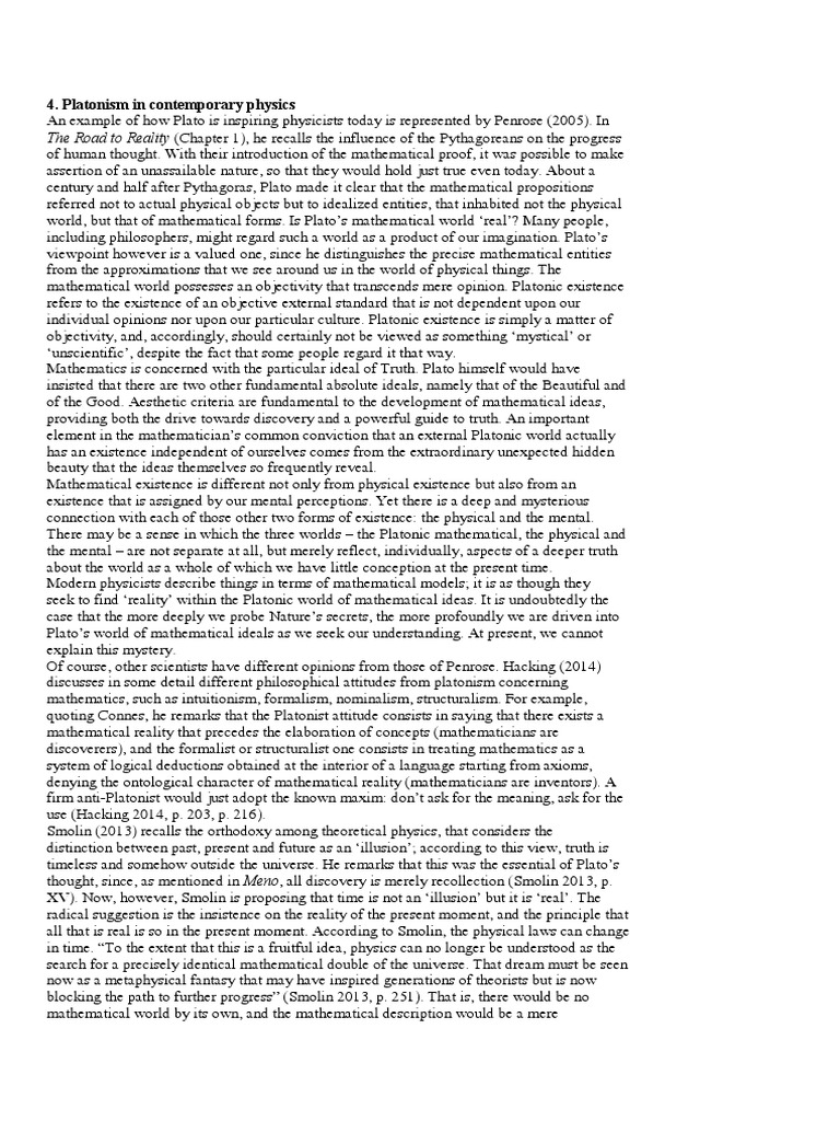 Platonism in Contemporary Physics | PDF | Platonism | Plato