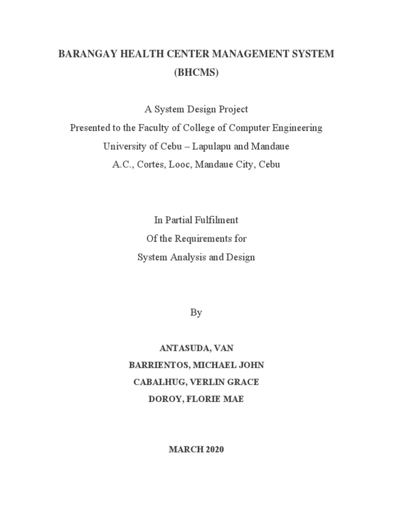 BHCMS Barangay Health Center Management | PDF | Software Prototyping ...