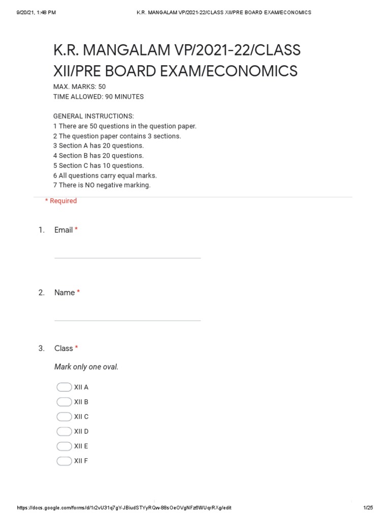 Class XII Economics Pre Board Exam 2021 | PDF | Recession | Exchange Rate