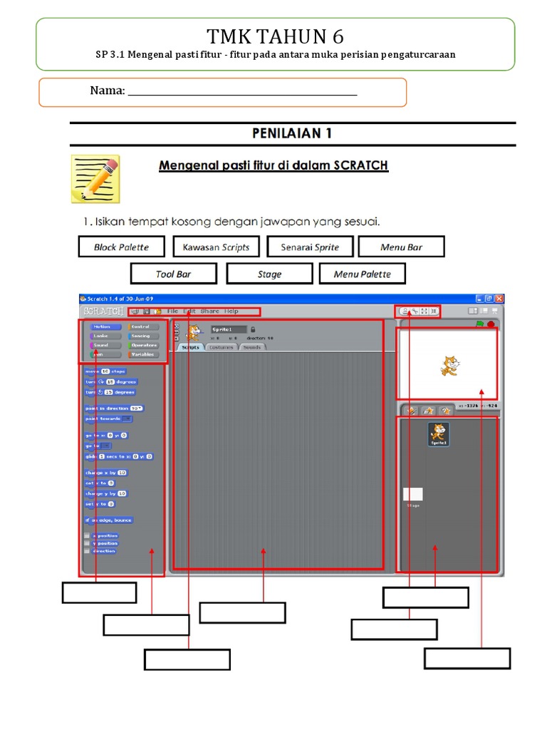 Fitur Antara Muka Perisian Scratch | PDF | Bisnis | Komputer