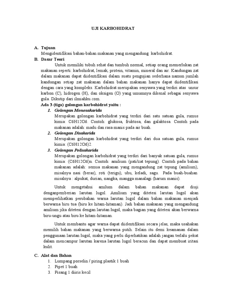 Uji Karbohidrat | PDF