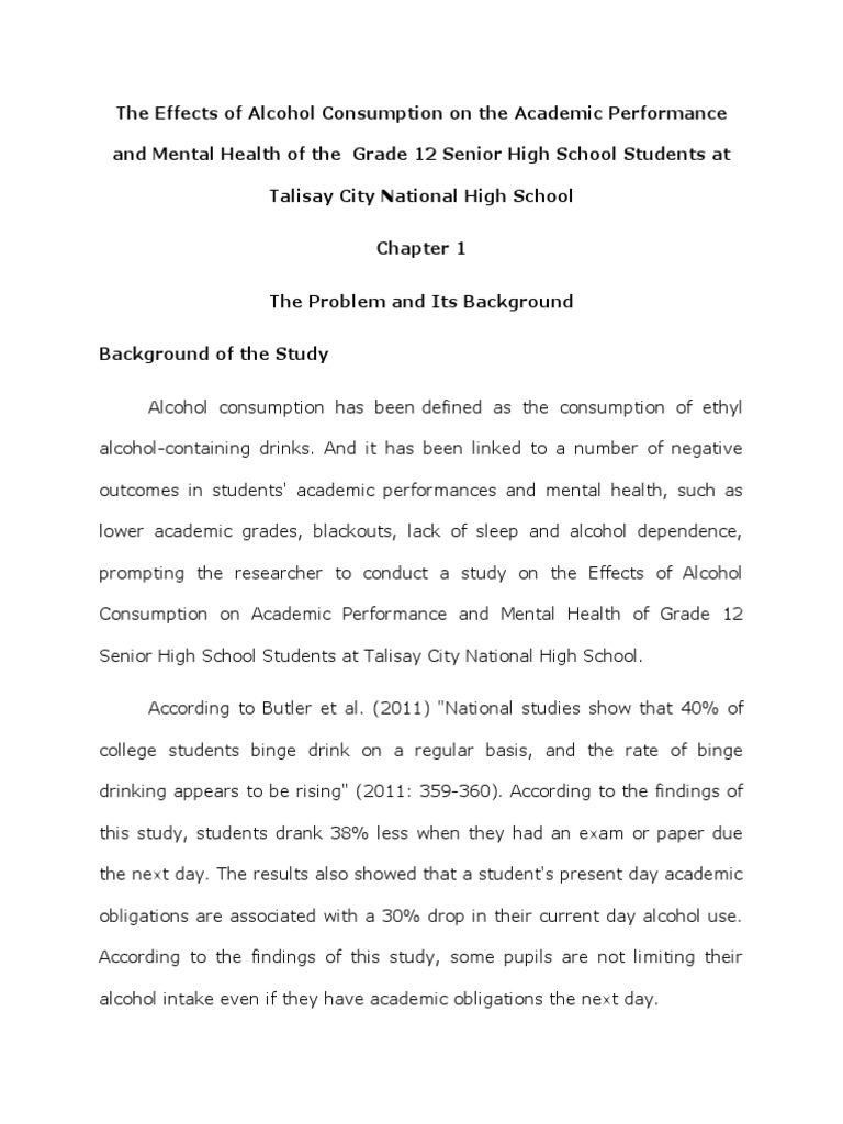 The Effects of Alcohol Consumption On The Academic Performances of The ...