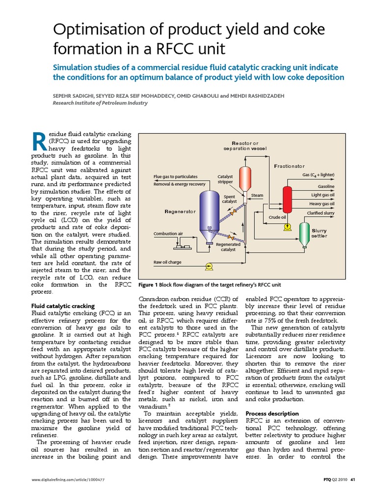 Optimisation of Product Yield and Coke Formation in A RFCC Unit | PDF ...