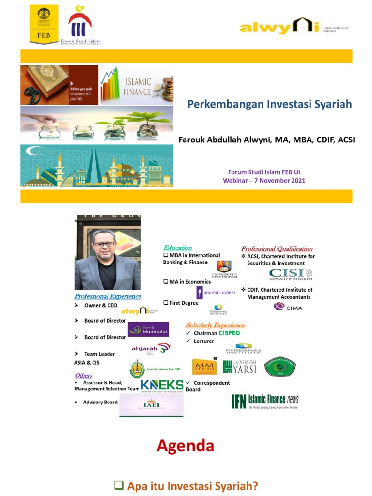 Perkembangan Investasi Syariah: Farouk Abdullah Alwyni, MA, MBA, CDIF ...