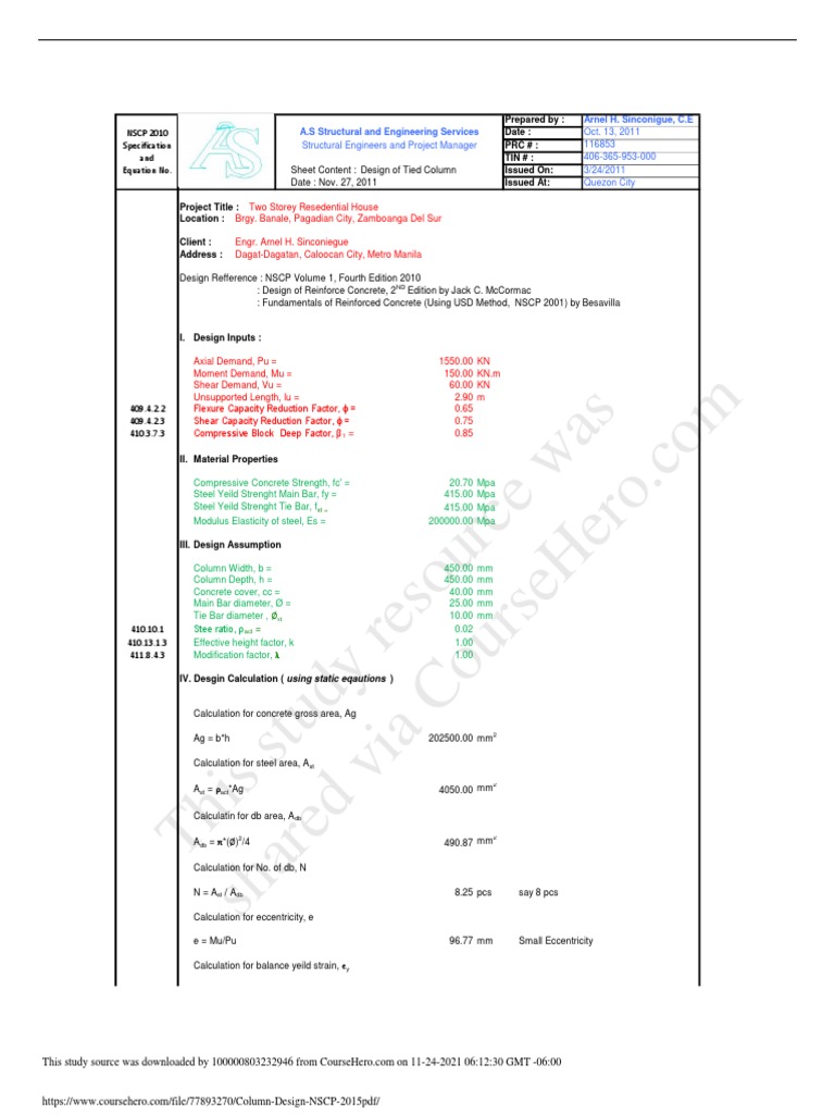 Column Design NSCP 2015 PDF | PDF | Strength Of Materials | Chemistry