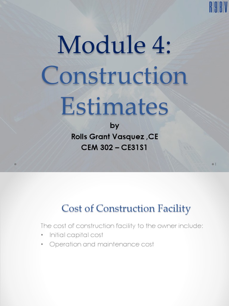 Module 4 Construction Estimates | PDF | Concrete | Masonry