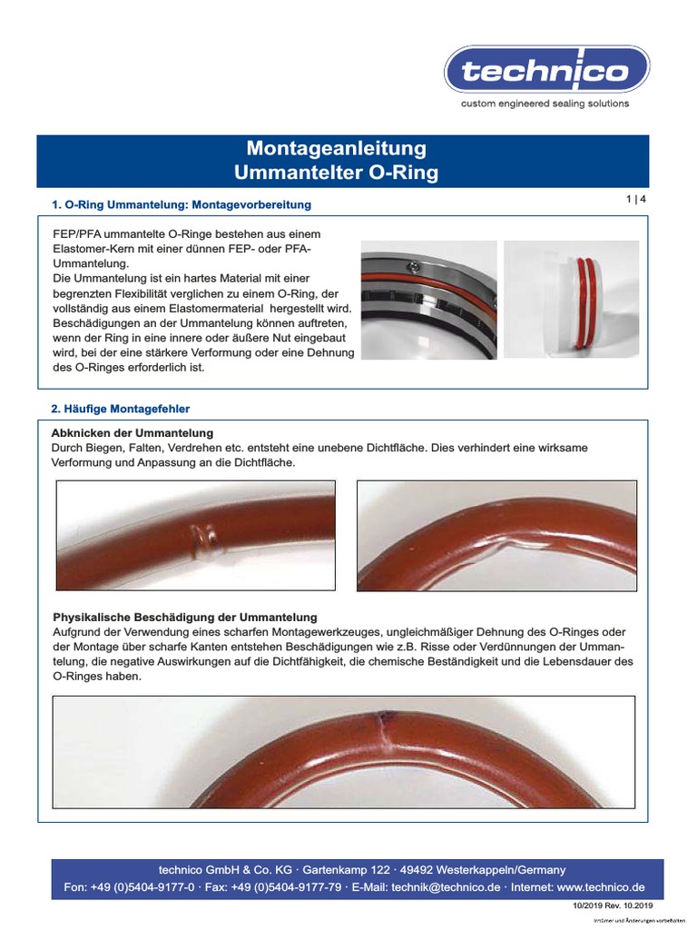 Montageanleitung FEP - PFA Ummantelter O-Ring | PDF