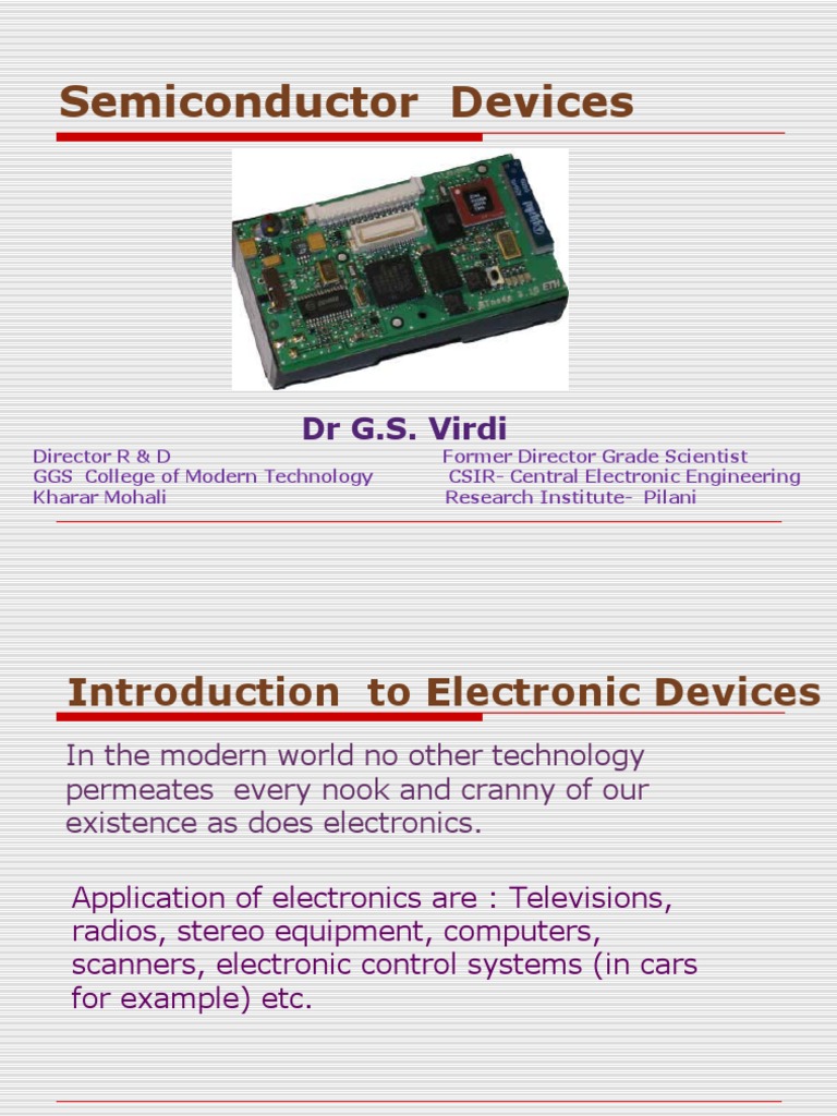 Semiconductor Devices - Lecture 1 | PDF | P–N Junction | Semiconductors
