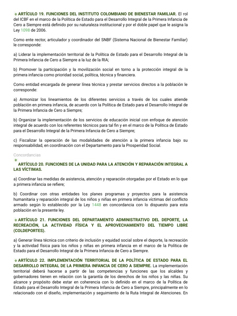 Ley 1804 Art 19 Al 22 | PDF | Estado (política) | Educación de la primera infancia