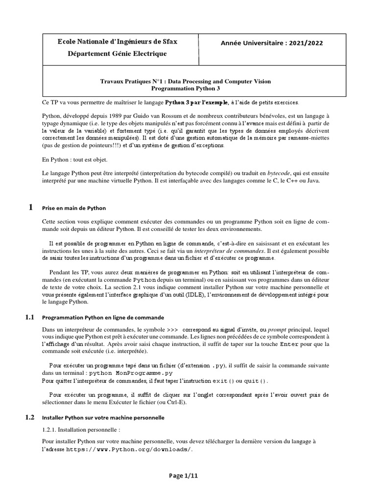 Séance1 TP Python | PDF | Python (Langage de programmation) | Programmation informatique