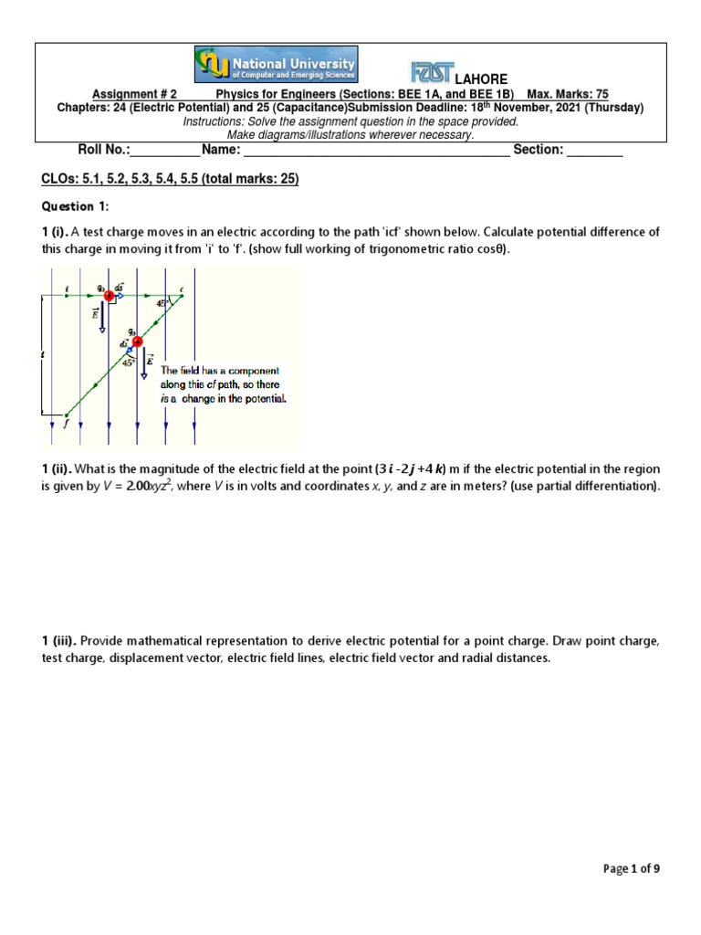 Physics Assignment: Electric Potential & Capacitance | PDF | Capacitor ...