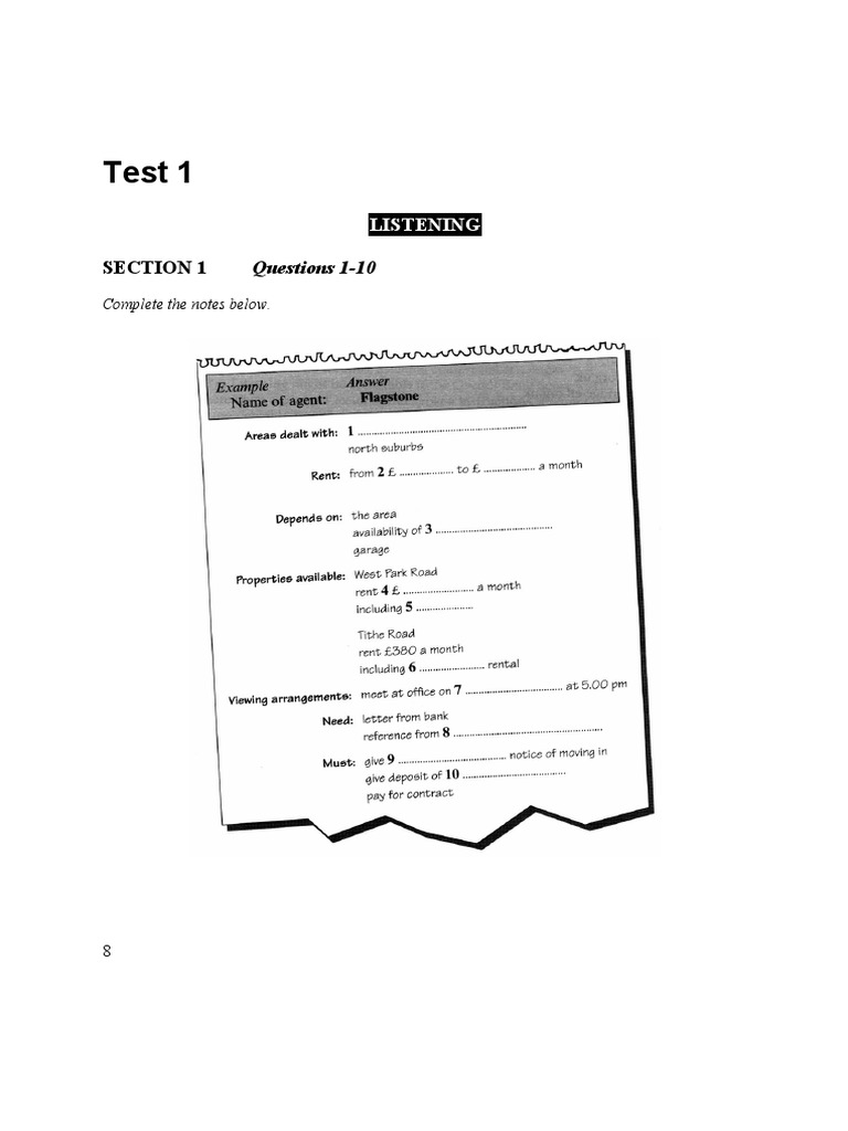 Test 1: SECTION 1 Questions 1-10 | PDF | Back Pain | Birds